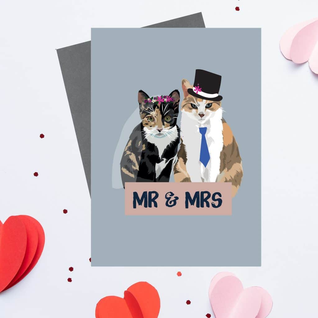 Wedding Card - Mr and Mrs Cats Greeting Card